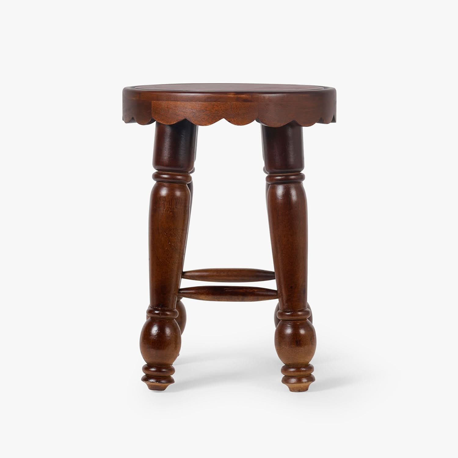 Solid Wood Round Stool with Carved Legs for Home Decor – Casa Decor